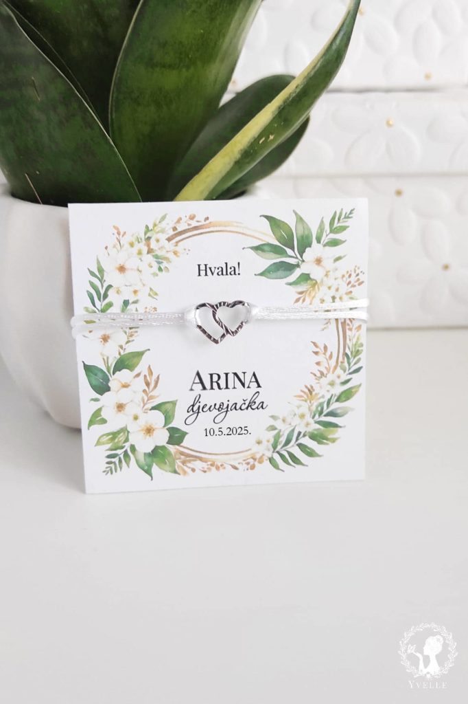 Personalizirane zahvalnice narukvice za djevojačku večer, dva srca ...